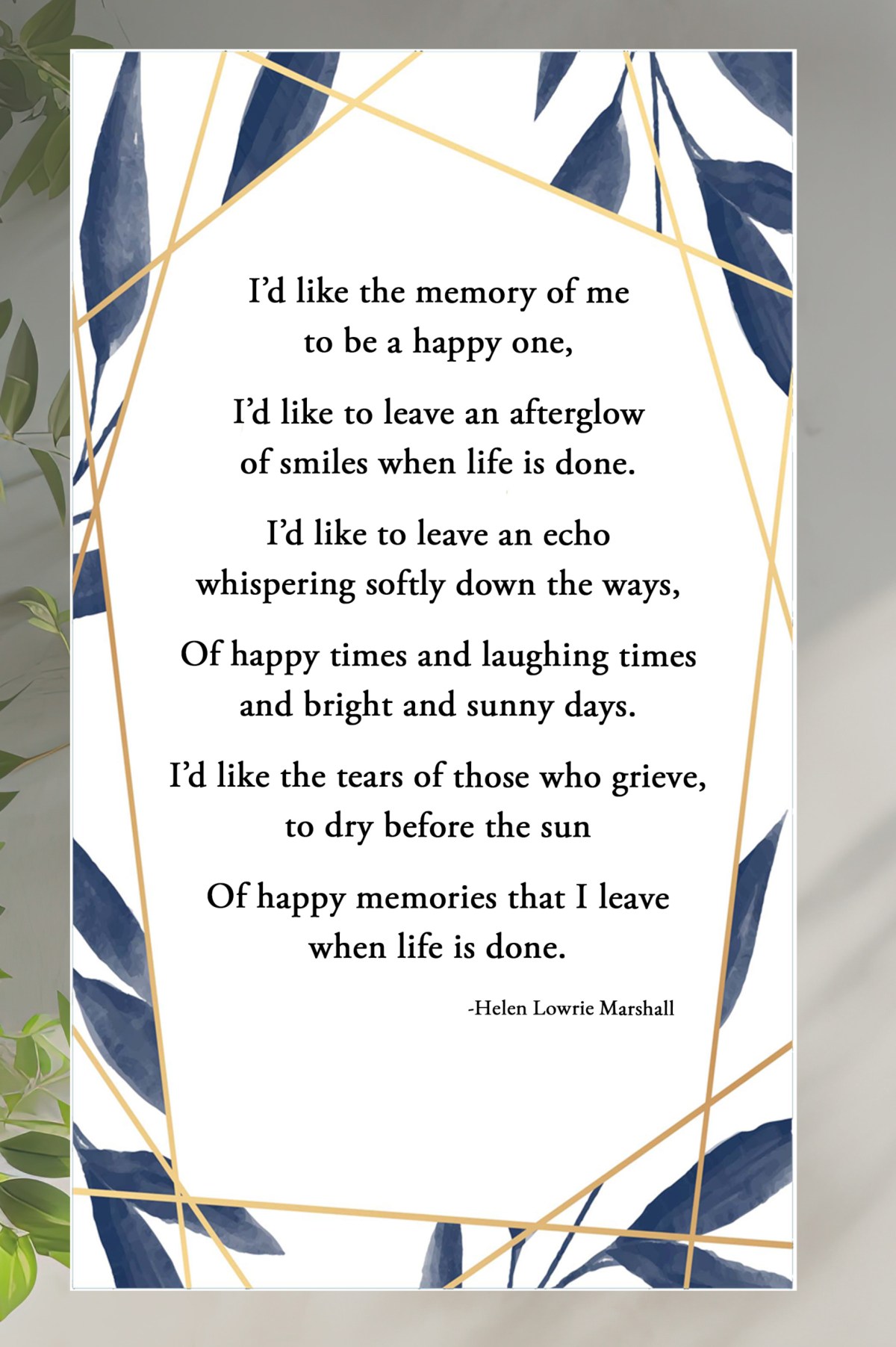 Blue and Gold Leaves Custom Prayer Cards- Mass Booklets