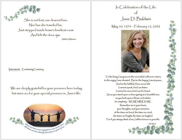 Funeral Program Cover Designs - Personalized Mass Booklets