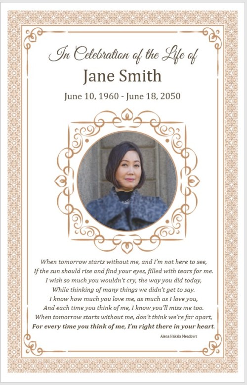 Golden Swirl Hearts Funeral Mass PROGRAMS - Mass Booklets