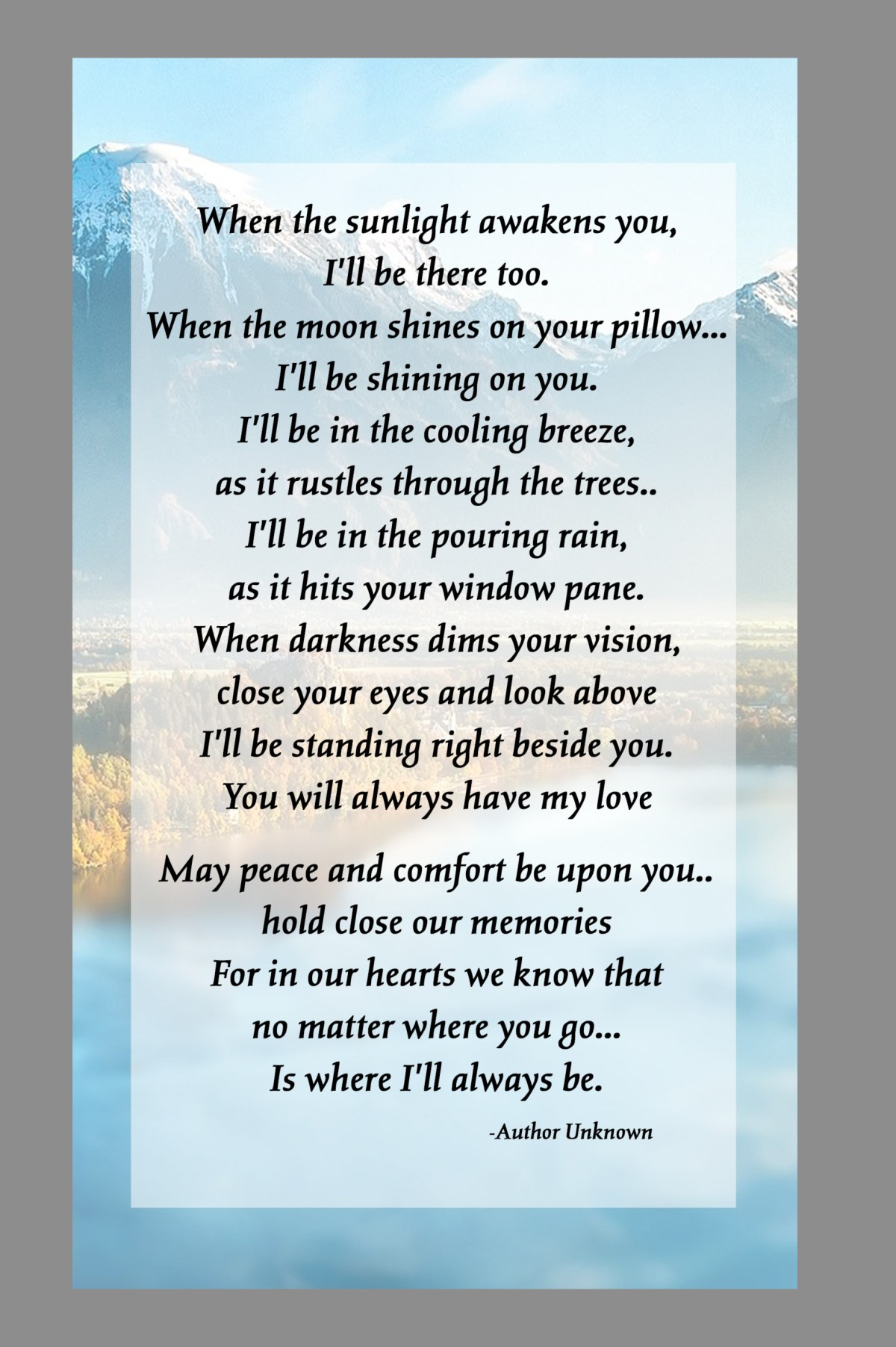 Mountains Memorial Cards and Prayer Cards - Mass Booklets