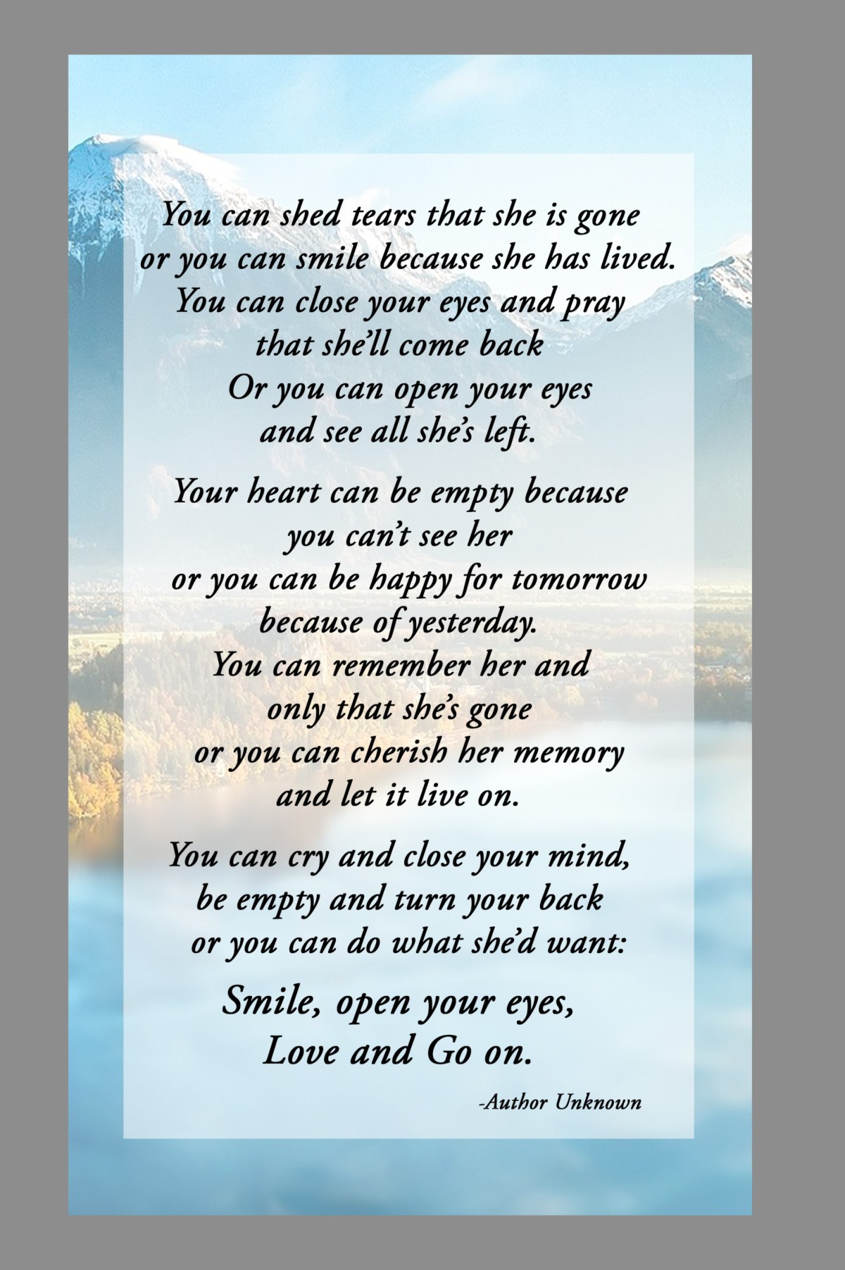 Mountains Memorial Cards and Prayer Cards - Mass Booklets