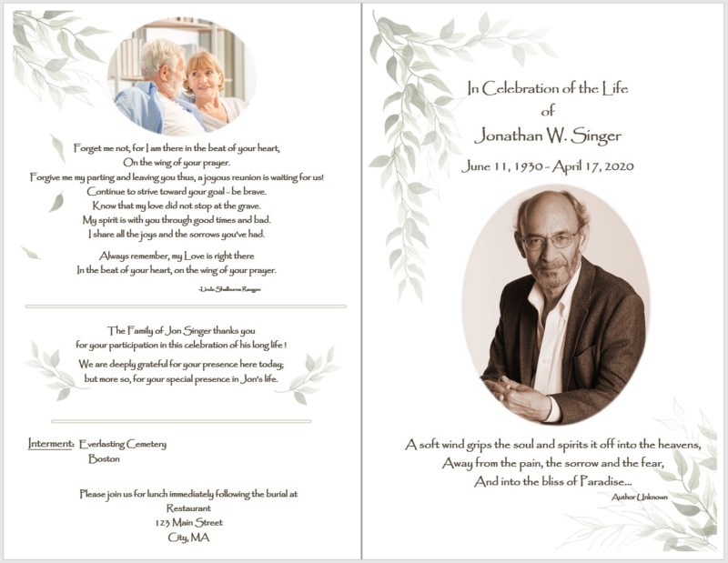 Funeral Program Cover Designs - Personalized Mass Booklets