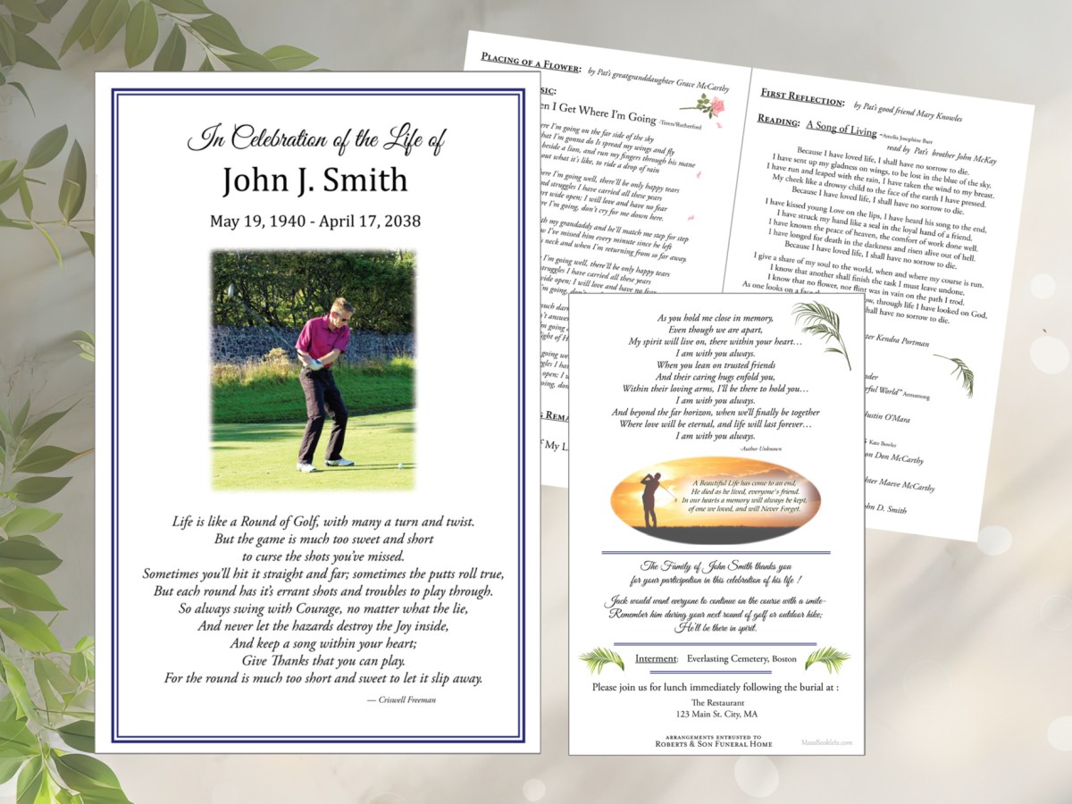 Plain Frame (palm accents) Memorial Service PROGRAMS - Mass Booklets