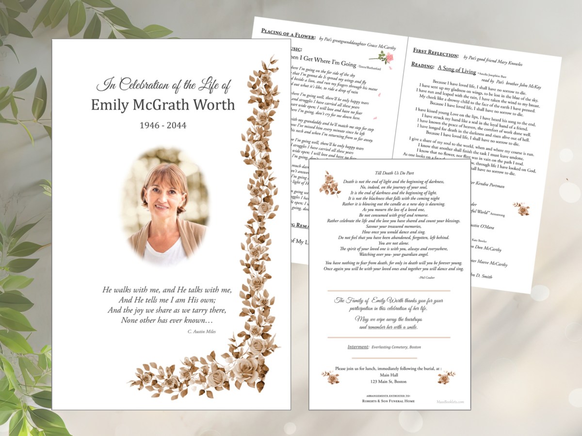 Memorial Service Programs (no Mass) - Personalized Mass Booklets