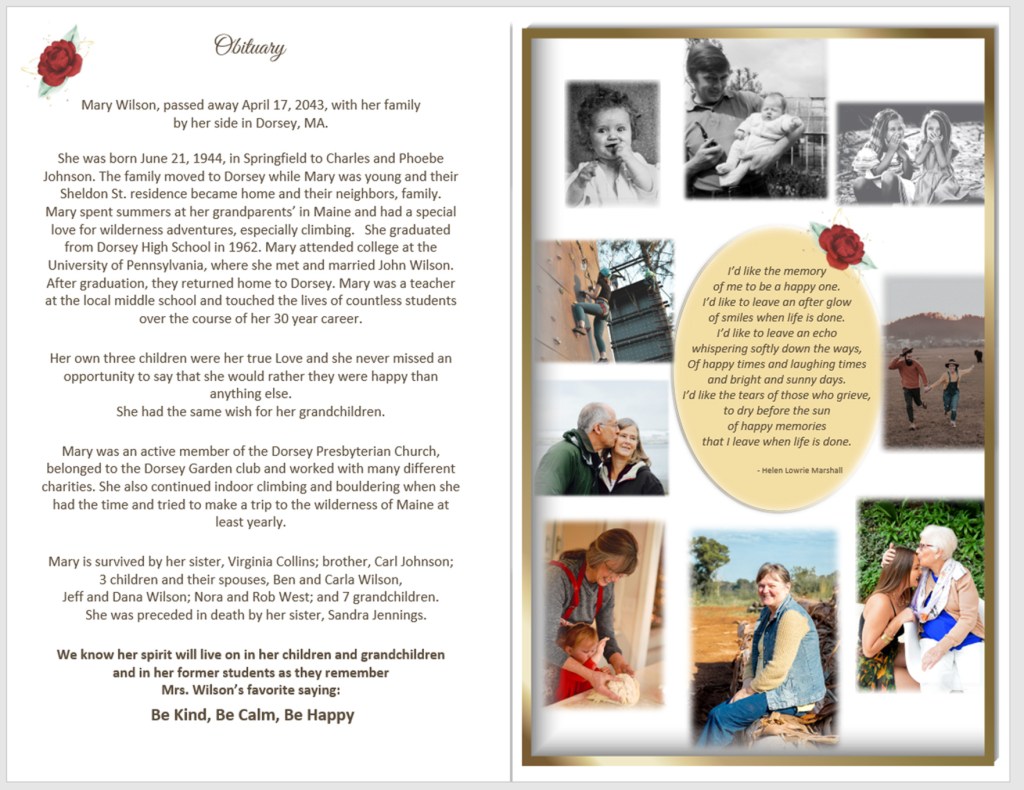 Antique Forget-me-nots Photo Memorial Pamphlet - Personalized Mass Booklets