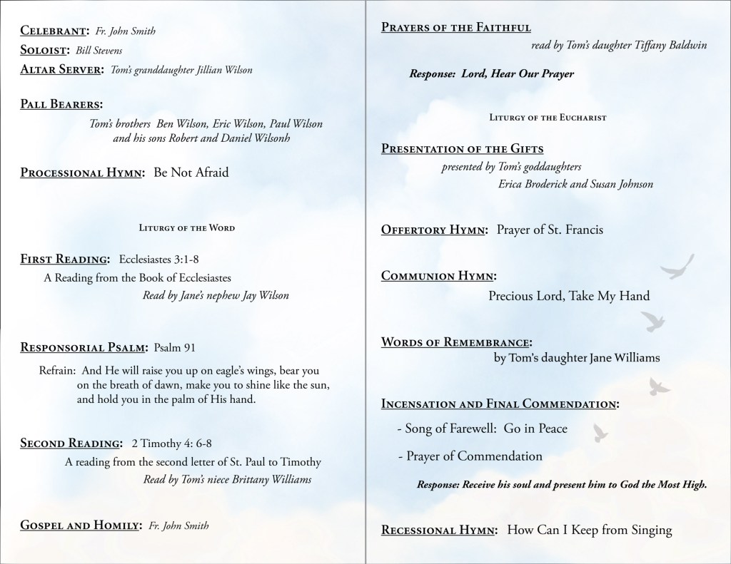 Clouds/Blue Sky Funeral Mass PROGRAMS - Mass Booklets