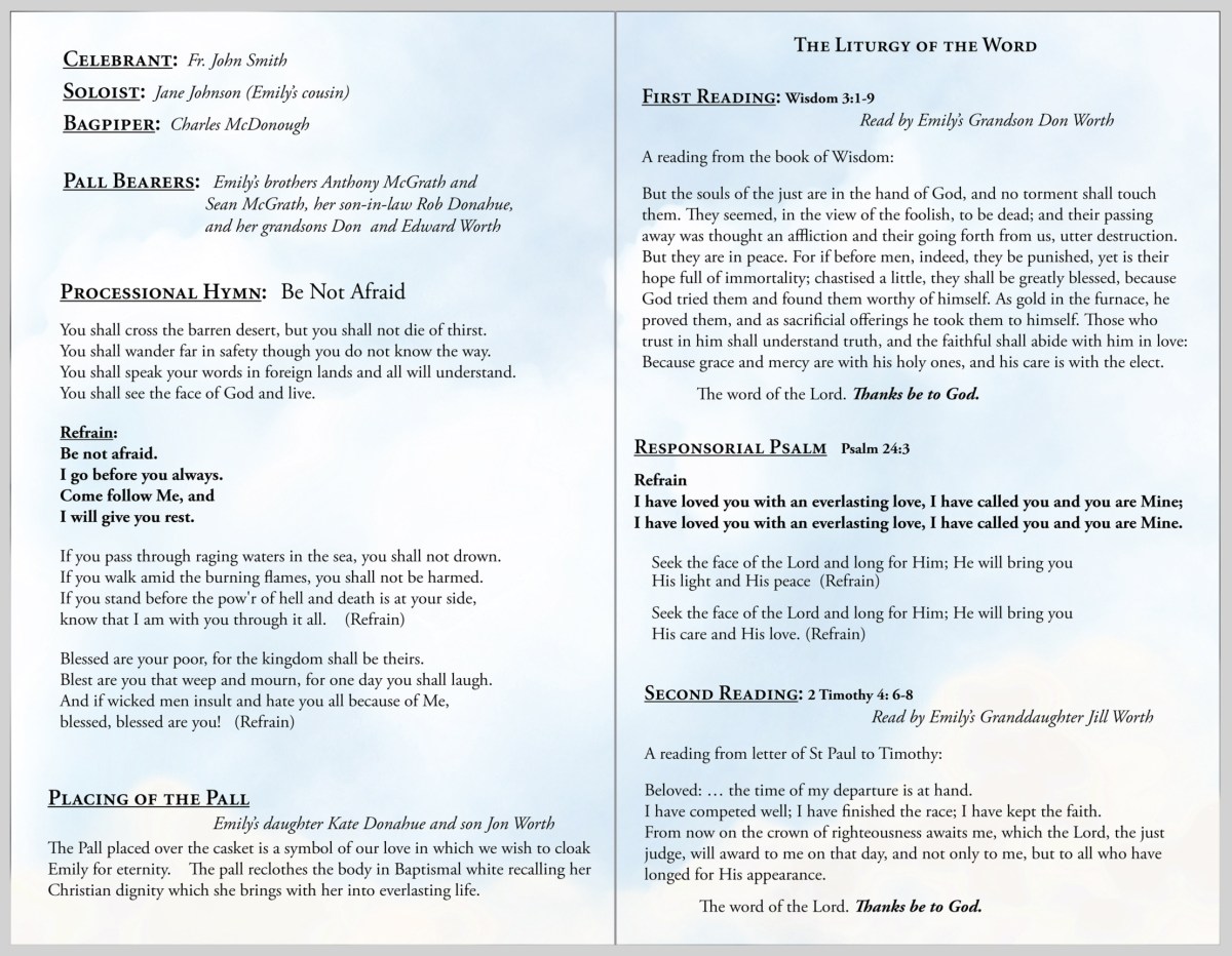 Clouds Blue Sky Custom Funeral Mass Booklets- Mass Booklets