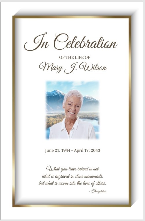 Gold Frame Funeral Mass PROGRAMS - Mass Booklets