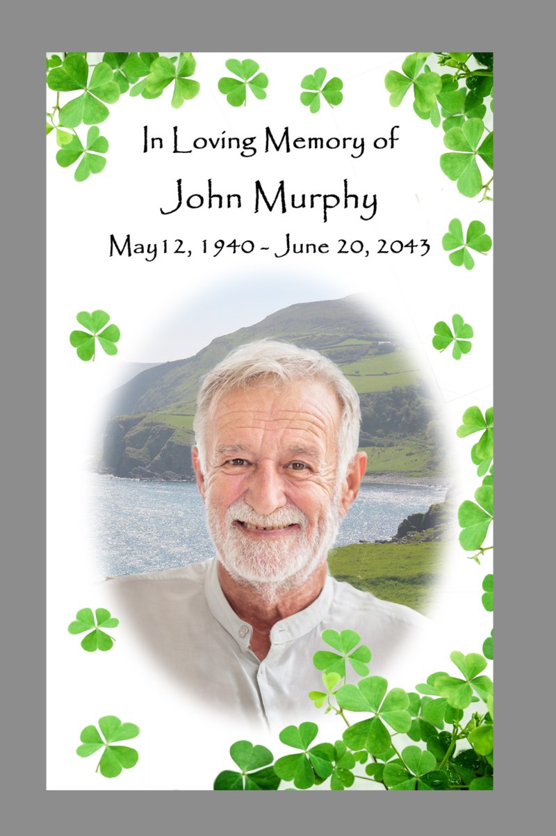 Falling Shamrocks Custom Photo Prayer Cards - Mass Booklets