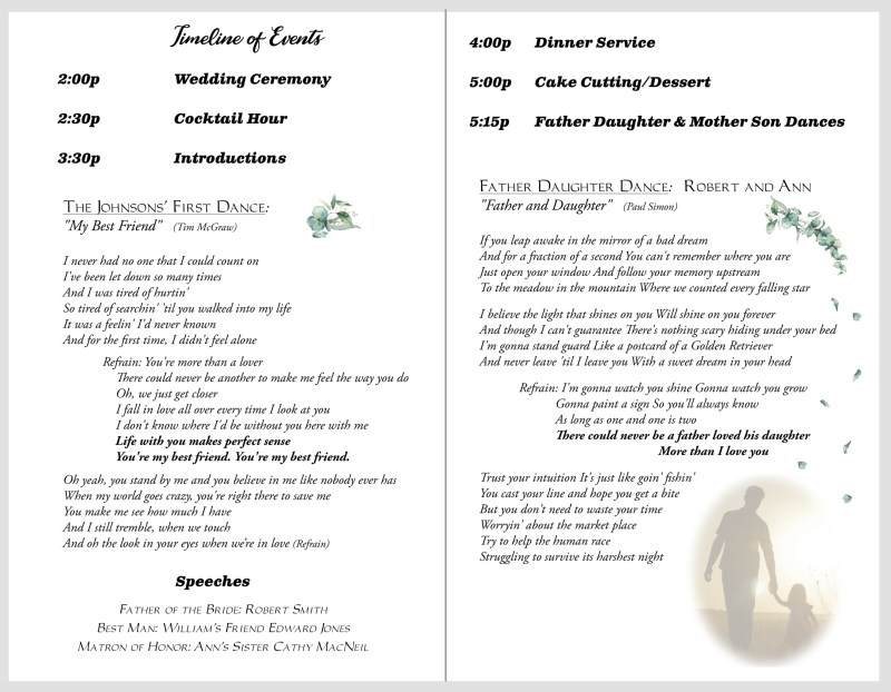 Custom Wedding Programs and Booklets- Mass Booklets