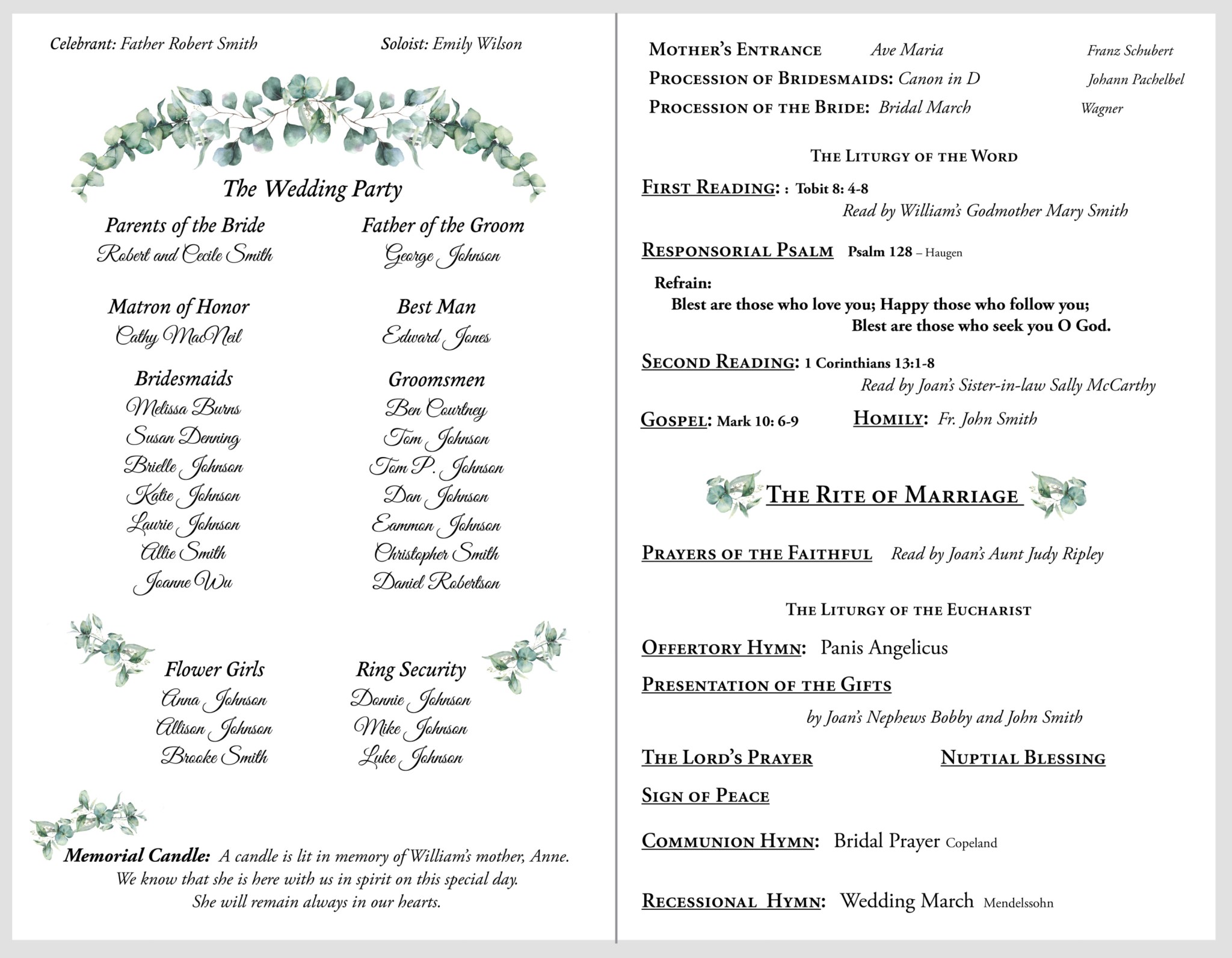 Custom Wedding Programs and Booklets- Mass Booklets
