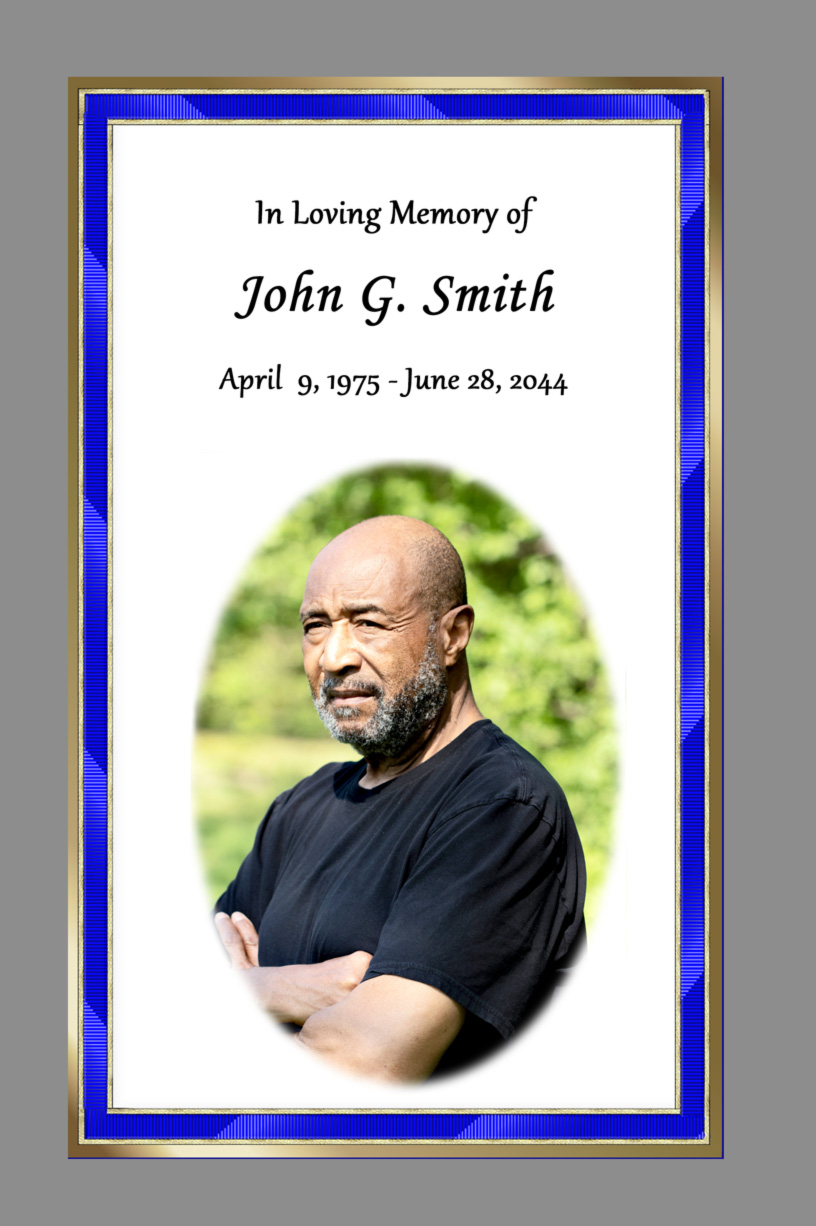 Blue and Gold Border Custom Prayer Cards- Mass Booklets