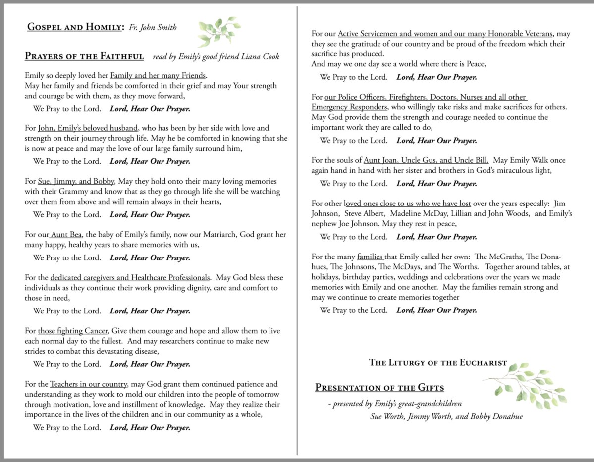 Large Leaf Frame Funeral Mass BOOKLETS - Mass Booklets