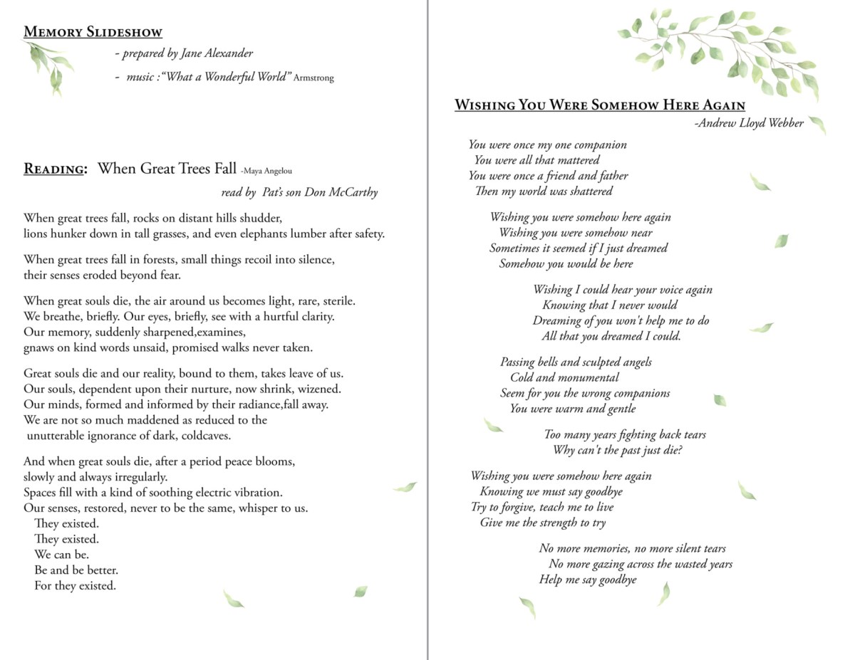 Funeral Programs,Booklets, Obituary Pamphlets - MassBooklets