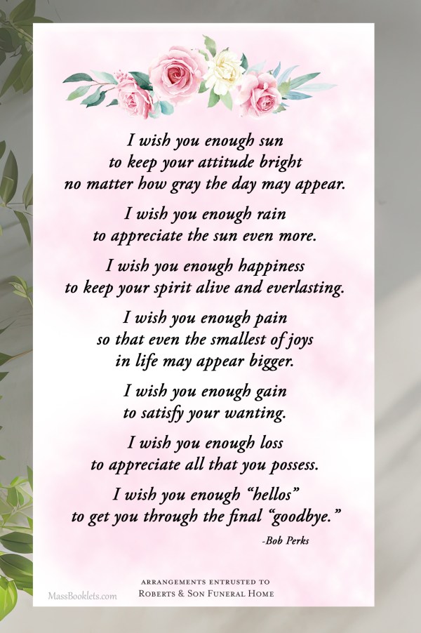 Pink Rose Prayer Cards - Personalized Mass Booklets