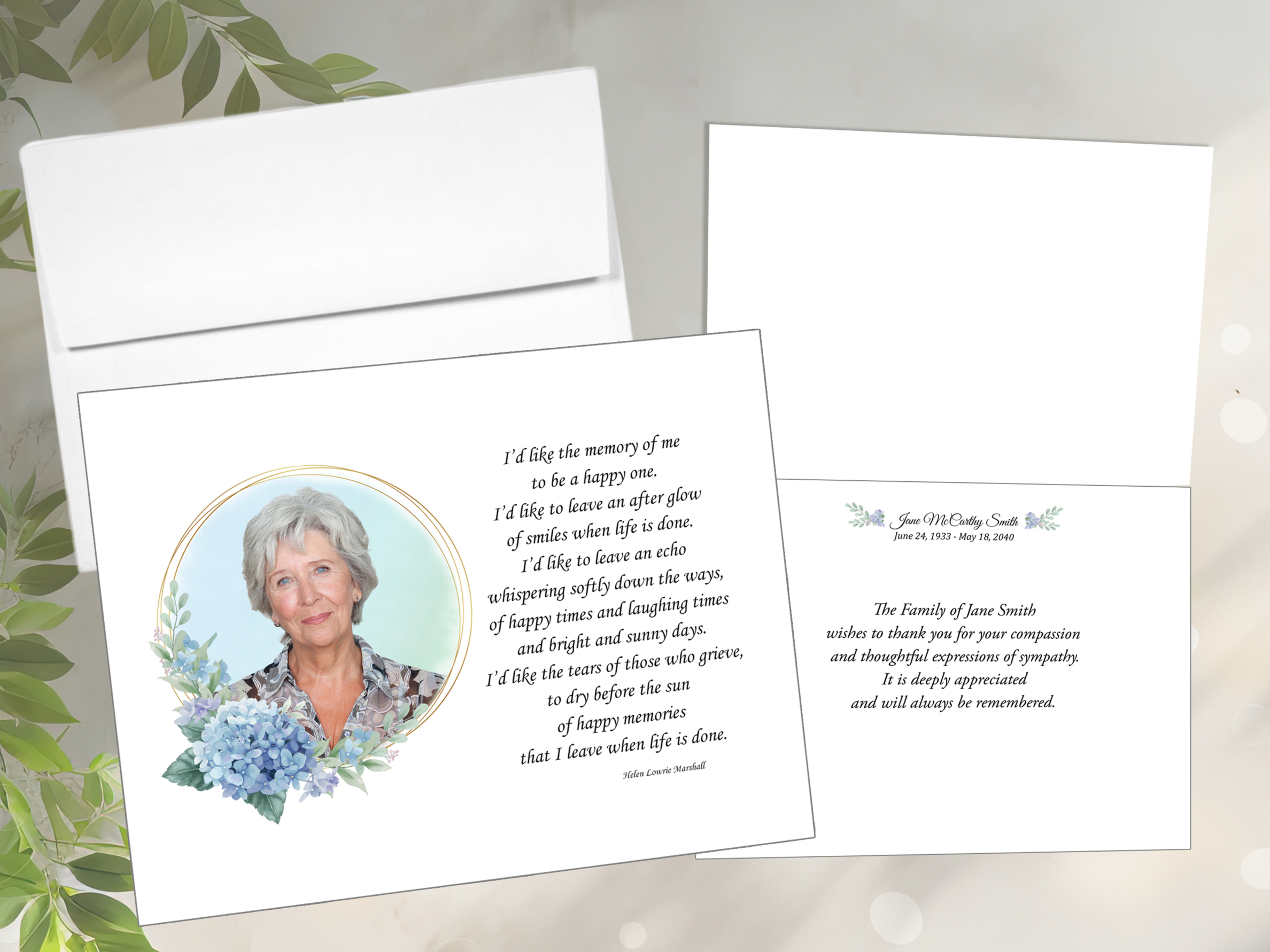 Custom Funeral Thank You Notes -Sympathy acknowledgement- Mass Booklets